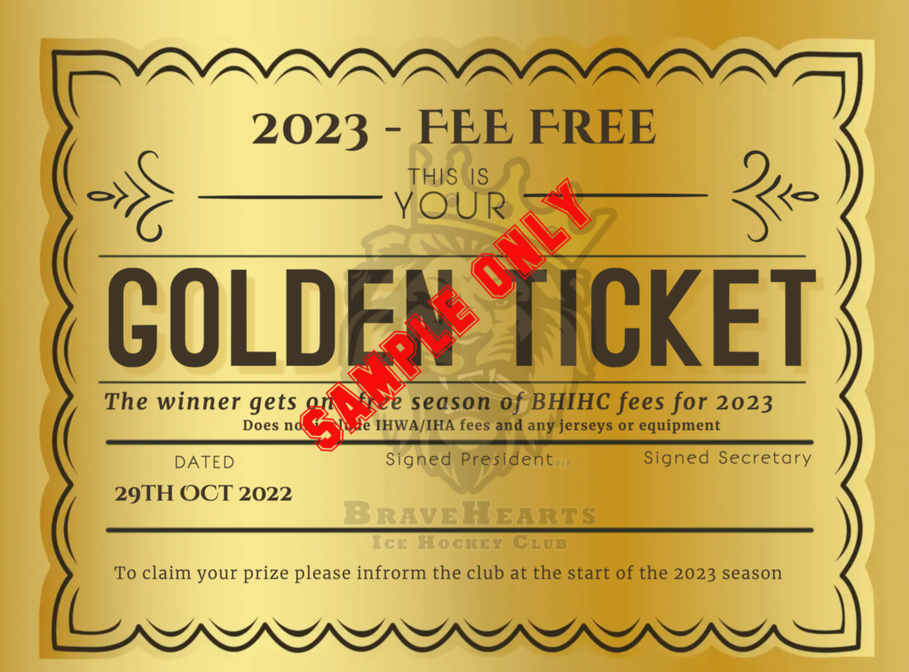 Golden Ticket Raffle Entry - BraveHearts Ice Hockey Club
